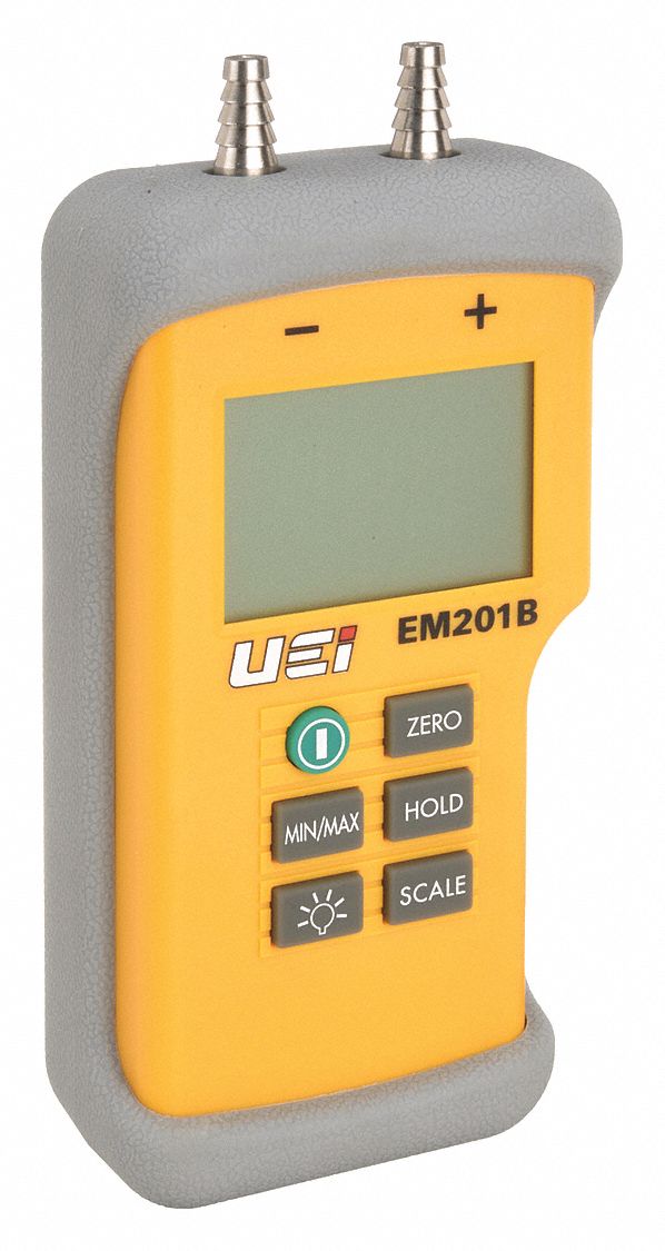 UEI TEST INSTRUMENTS, -60 in wc to 60 in wc, Backlit LCD, Digital ...