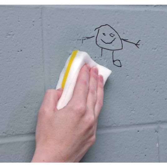 4 1/2 in x 2 3/4 in Melamine Sponge, White, Yellow, 1EA - Grainger