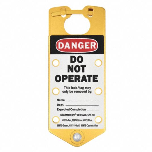 BRADY, Labeled Hasp, 1.5 in Opening Size, Labeled Lockout Hasp - 9MFH7 ...