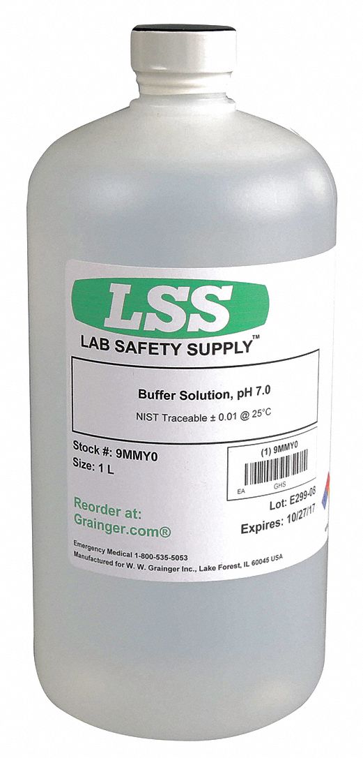 LAB SAFETY SUPPLY Buffer Solution, pH 7.00, 1L - 9MMY0|9MMY0 - Grainger