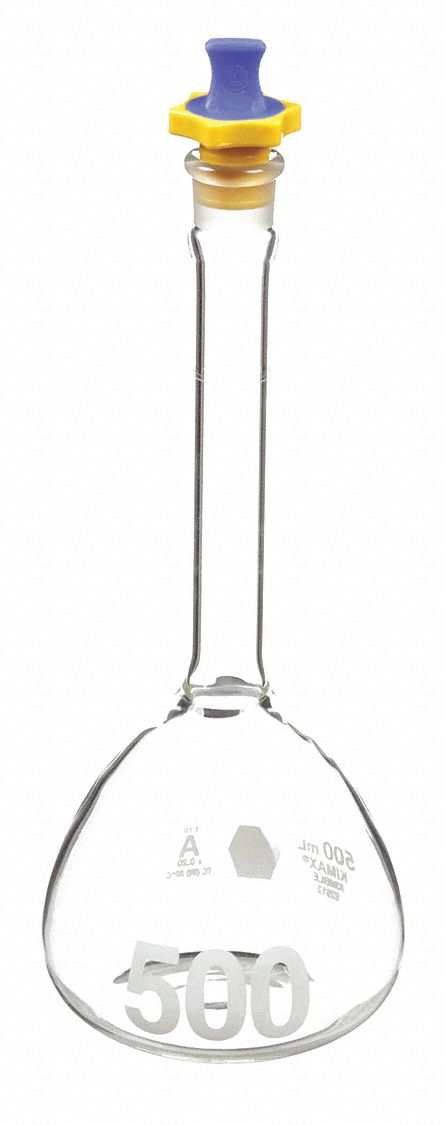 Borosilicate Glass, 500 mL Capacity - mL, Volumetric Flask - 9MUT0 ...