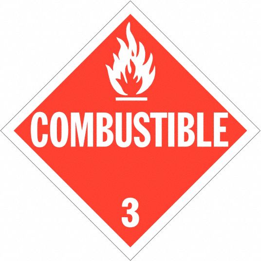 Combustible, 10 3/4 in Label Wd, DOT Container Placard - 9WG99|DOTP ...