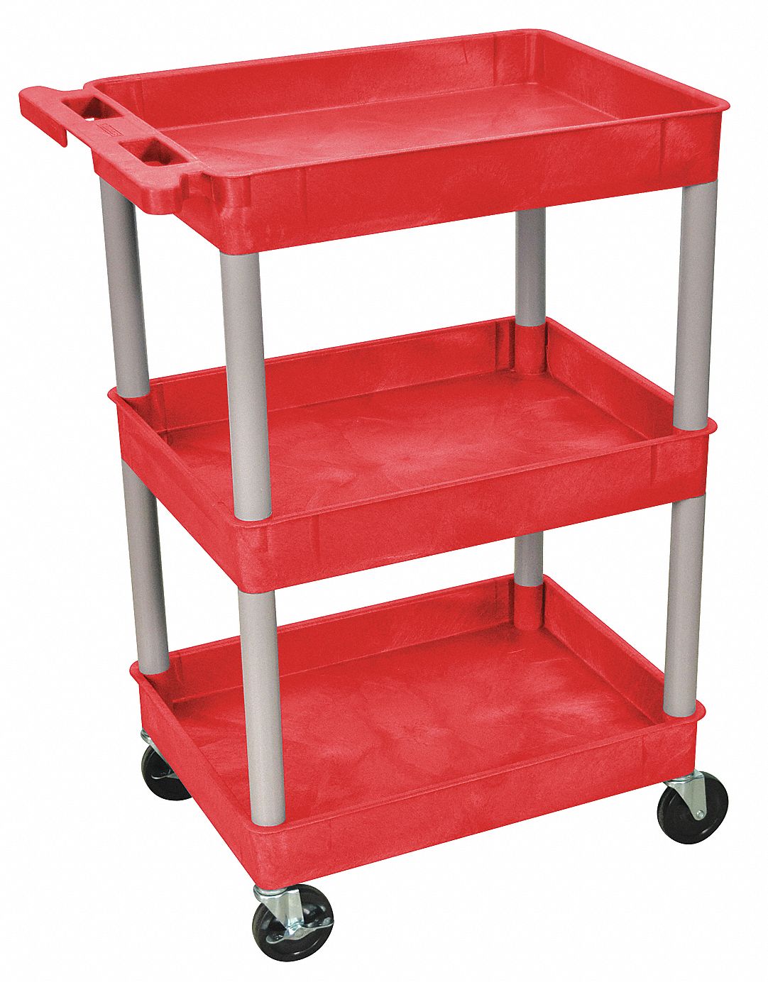 Flat Handle Utility Cart, 300 lb Load Capacity, Number of Shelves 3, 24 ...