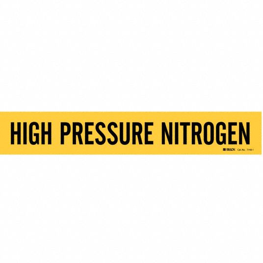 High Pressure Nitrogen, Yellow, Pipe Marker - 9NNJ2|7140-1 - Grainger