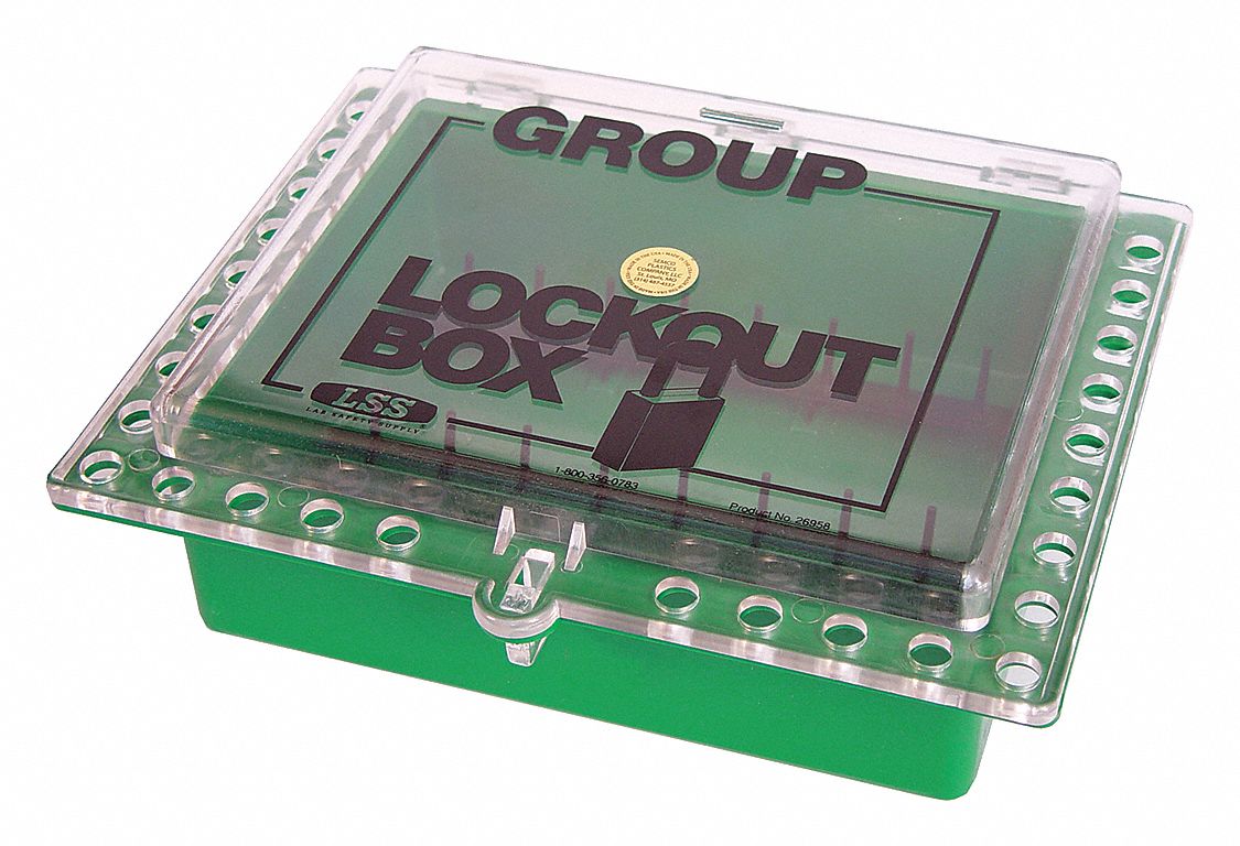 SAALMAN SAFETY Green Plastic Group Lockout Box, Max. Number of Padlocks ...