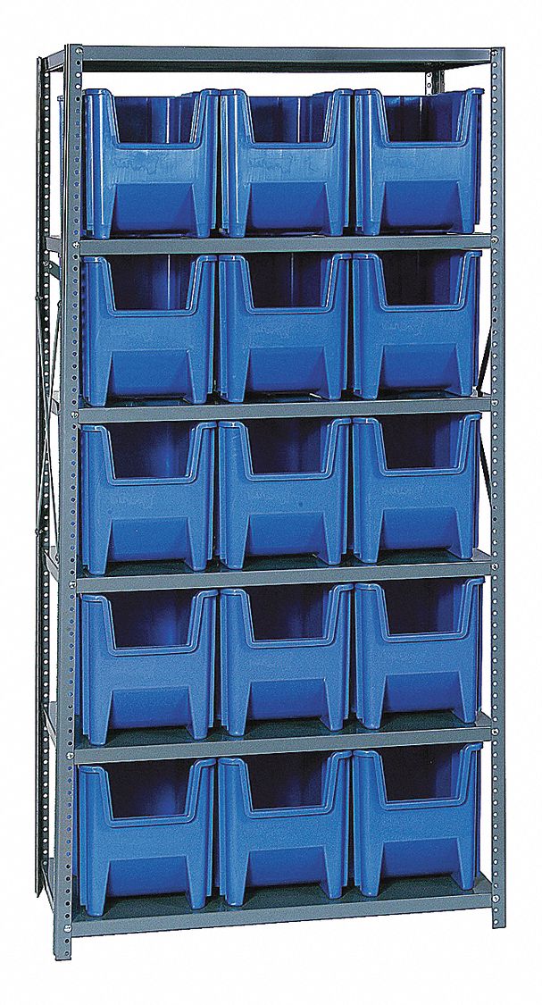 QUANTUM STORAGE SYSTEMS, 36 in x 18 in x 75 in, 1 Sided, Bin Shelving ...
