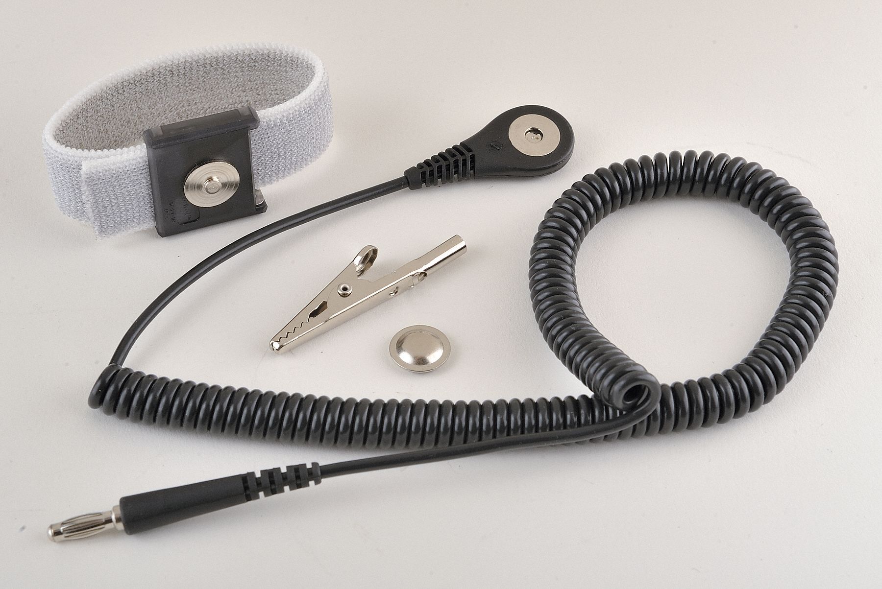 DESCO, Adj Elastic, 6 Ft Coiled Ground Cord, Magnetic Snap Wrist Strap ...