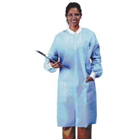 Disposable Lab Coat, 4XL, Blue - Grainger