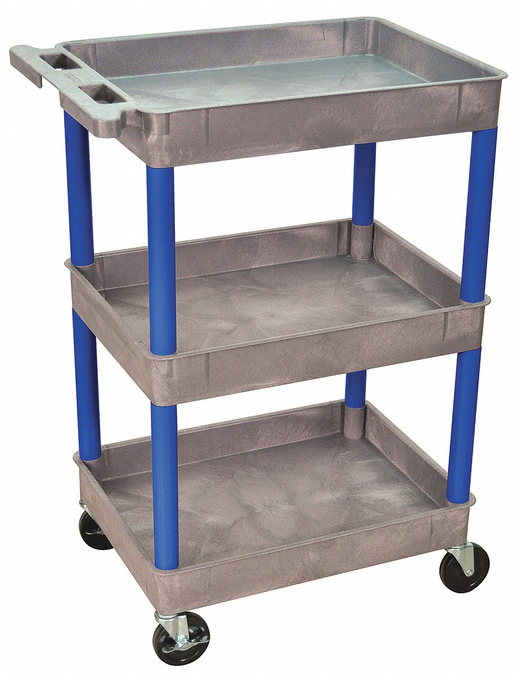 Flat Handle Utility Cart, 300 lb Load Capacity, Number of Shelves 3, 24 ...