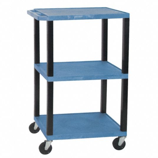 Flat Handle Utility Cart, 300 lb Load Capacity, Number of Shelves 3, 24 ...
