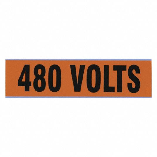 STRANCO INC, 2 1/4 in Label Ht, 480 Volts, Conduit and Voltage Marker ...