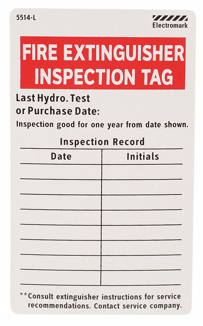 ELECTROMARK Inspection Label, Fire Exting., PK25 - 9PN07|5514L - Grainger