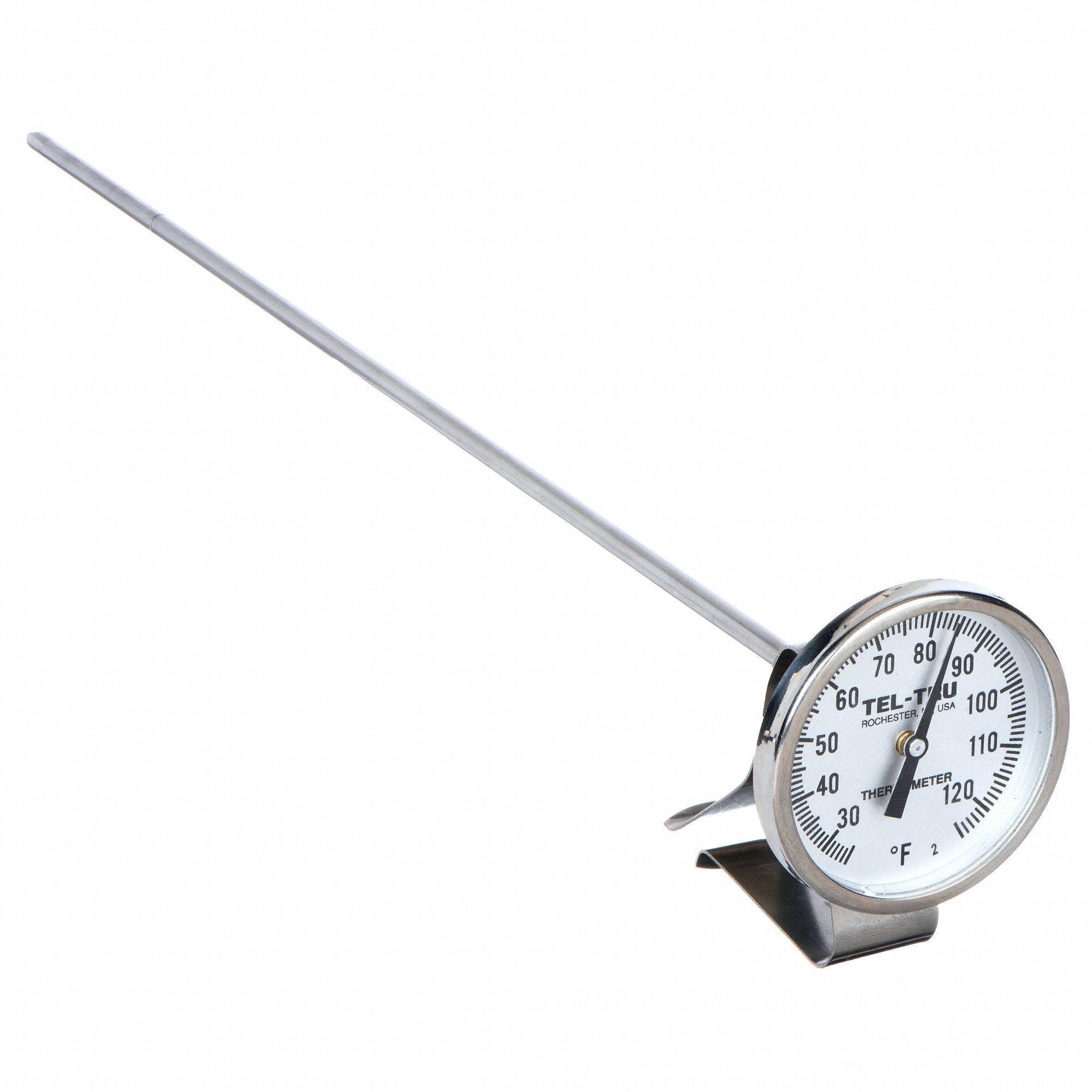 TEL-TRU Laboratory Dial Thermometer: 1 3/4 in Dial Dia, 12 in Stem Lg ...