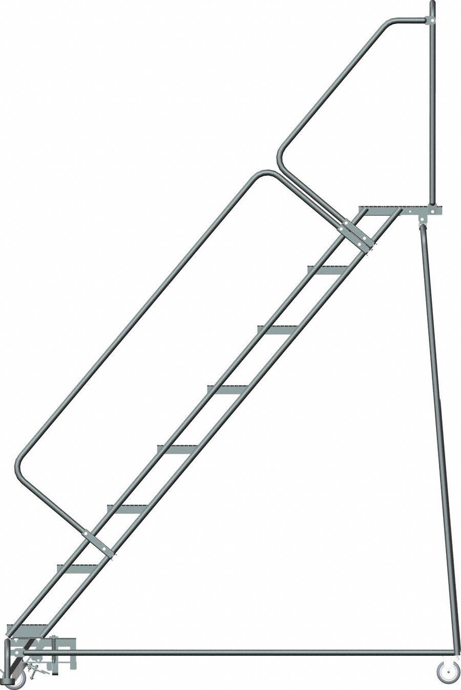 BALLYMORE 8-Step Rolling Ladder, Expanded Metal Step Tread, 113 in ...
