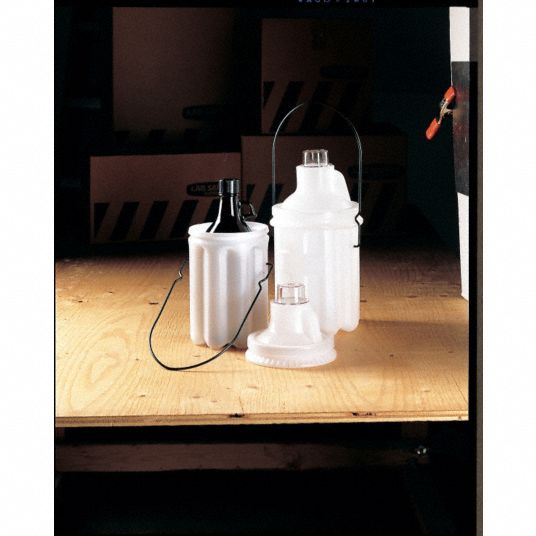 Bottle and Carrier Set, Holds Acid/Solvent Bottle, Polyethelyne - Grainger