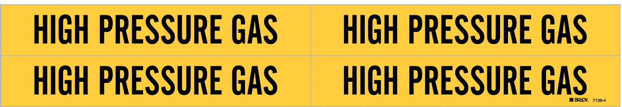 High Pressure Gas, Yellow, Pipe Marker - 9RY83|7138-4 - Grainger