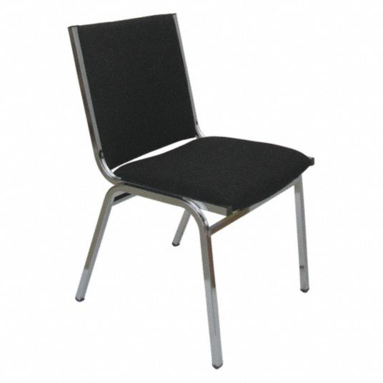 Chrome Steel Stacking Chair with Charcoal Seat Color, 1EA - Grainger