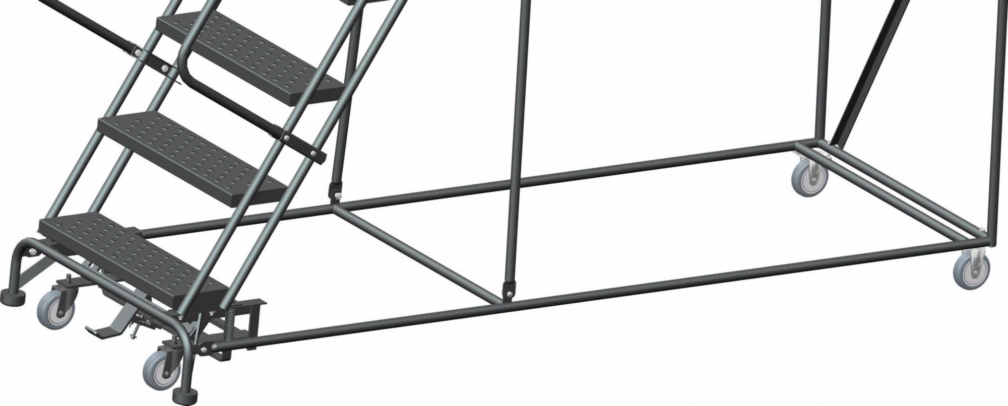 BALLYMORE 12-Step Rolling Ladder, Perforated Step Tread, 153 in Overall ...