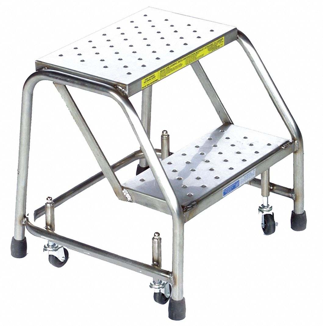 BALLYMORE, No Locking Mechanism, No Handrails, Rolling Ladder,Stainless ...