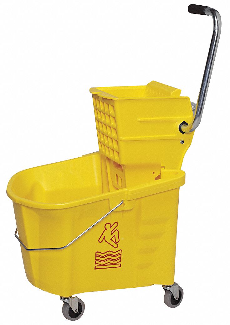 Yellow Plastic Mop Bucket and Wringer, 8 3/4 gal - Grainger