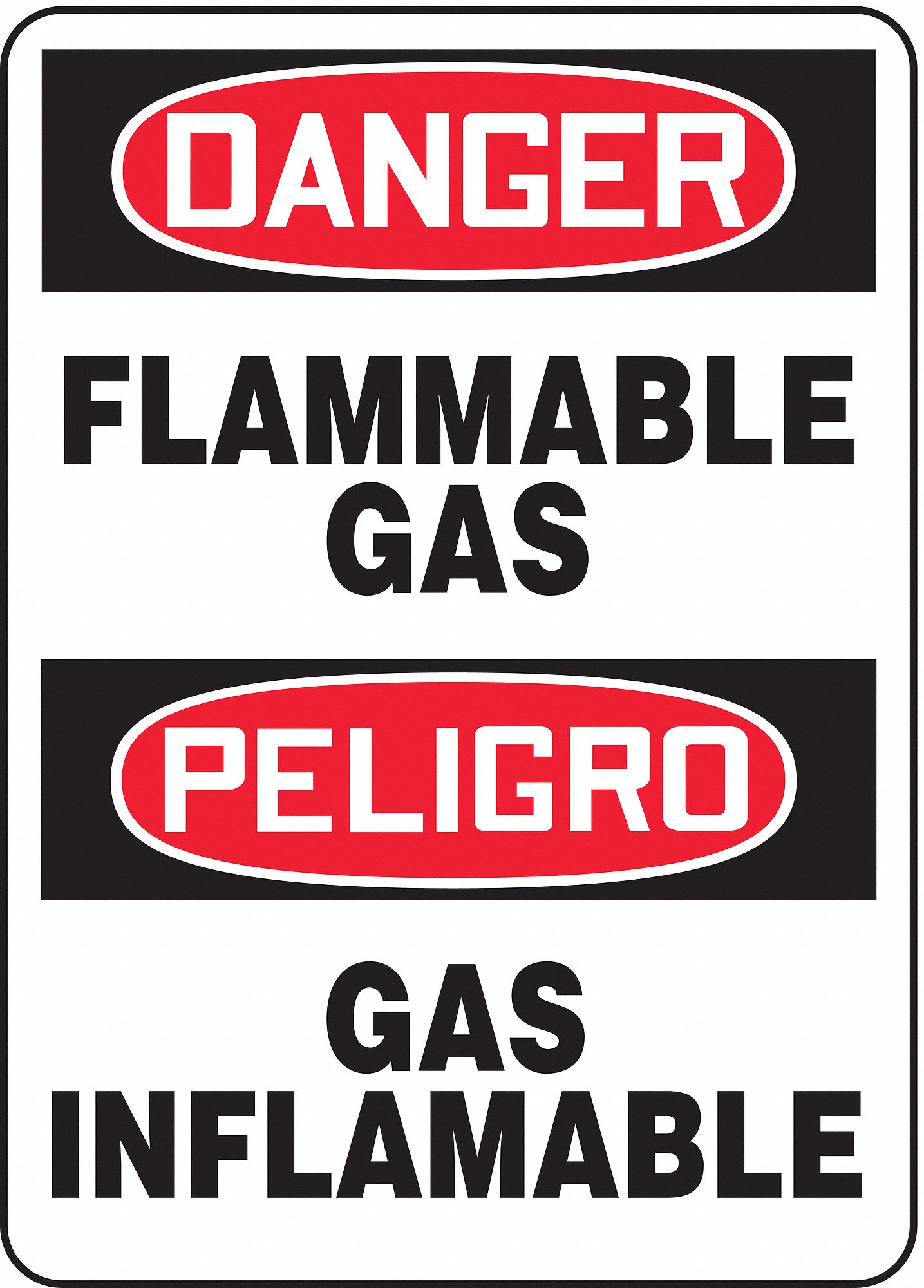 Spanish-Bilingual Danger Sign, Flammable Gas/Gas Inflamable, Header ...