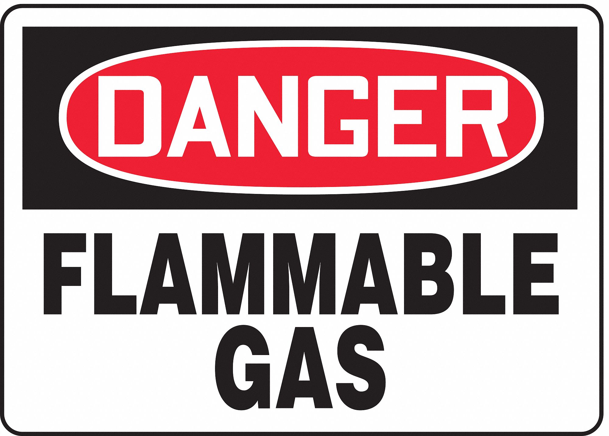 Danger Sign, Flammable Gas, Header Danger, Rectangle, 10 in Height, 14 ...