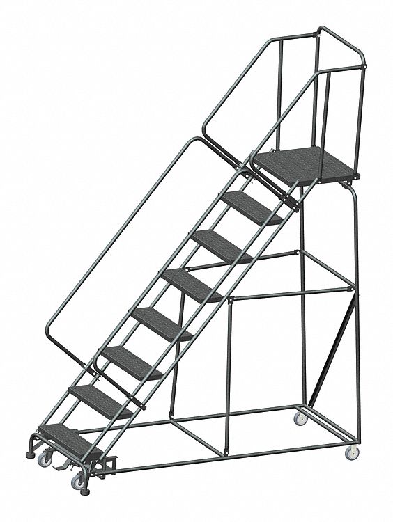 8-Step Slope Lockstep Rolling Ladder, Perforated Step Tread, 113 in ...