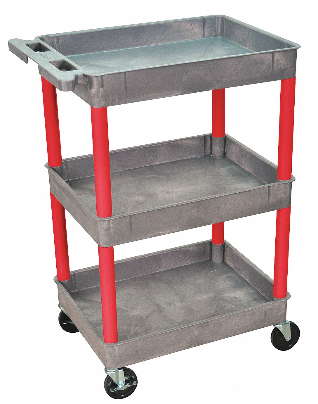 Flat Handle Utility Cart, 300 lb Load Capacity, Number of Shelves 3, 24 ...