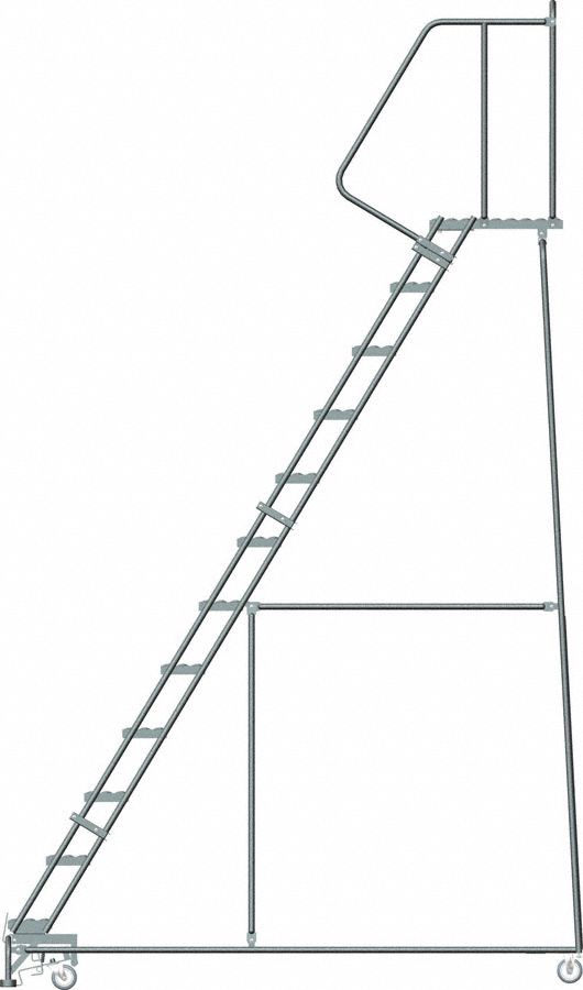 BALLYMORE 12-Step Rolling Ladder, Serrated Step Tread, 153 in Overall ...