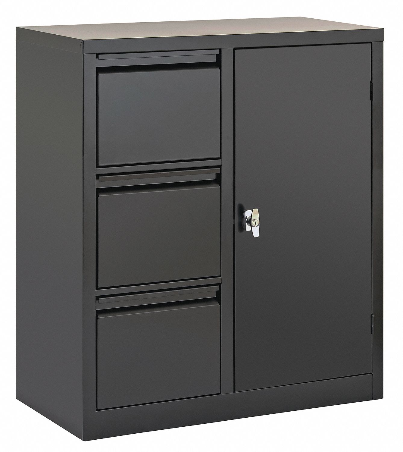 Combo Cabinet, 36 in Width, 18 in Depth, 42 in Height, Black - Grainger