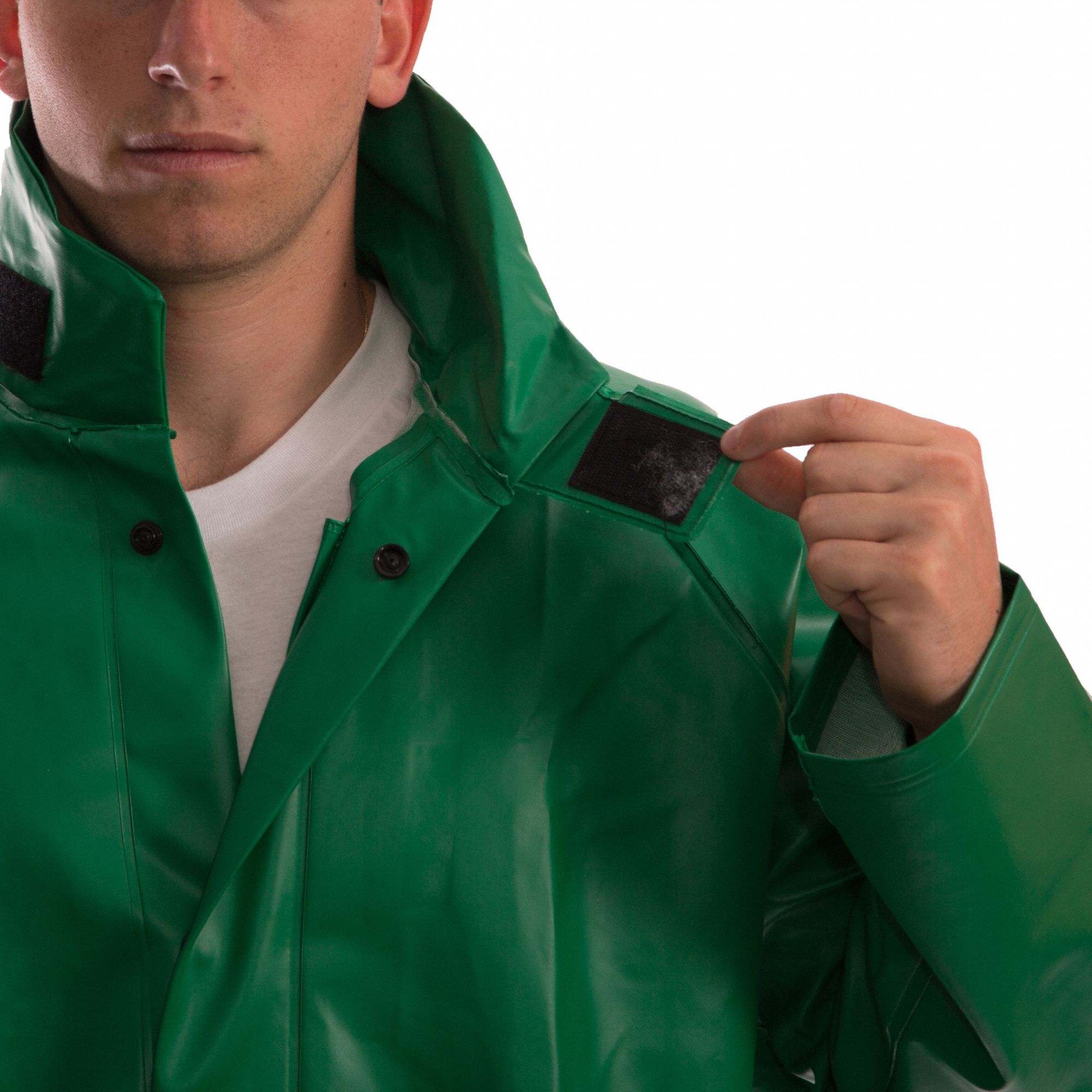 TINGLEY Chemical Splash Jacket: Rain Jacket, 4XL, Green, Snaps with ...