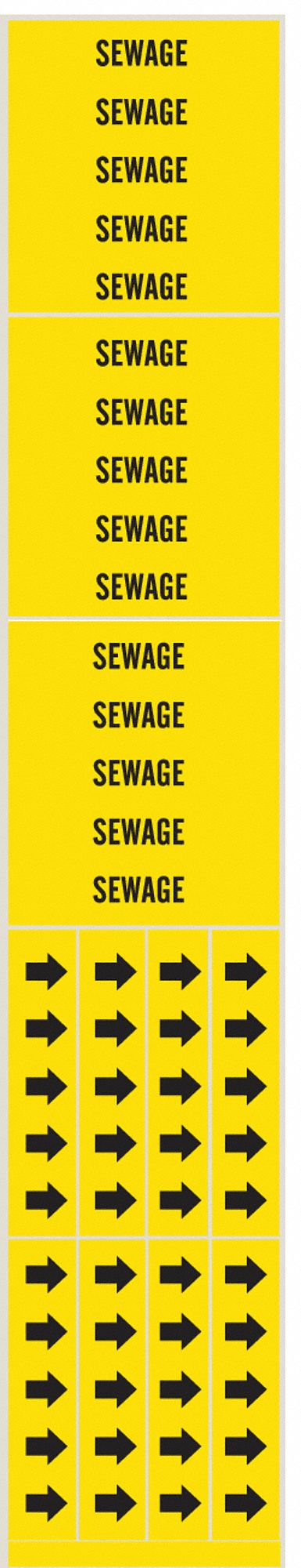 Sewage, Yellow, Pipe Marker - 9WG79|7258-3C - Grainger