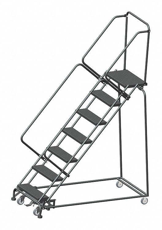 7-Step Rolling Ladder, Perforated Step Tread, 103 in Overall Height ...