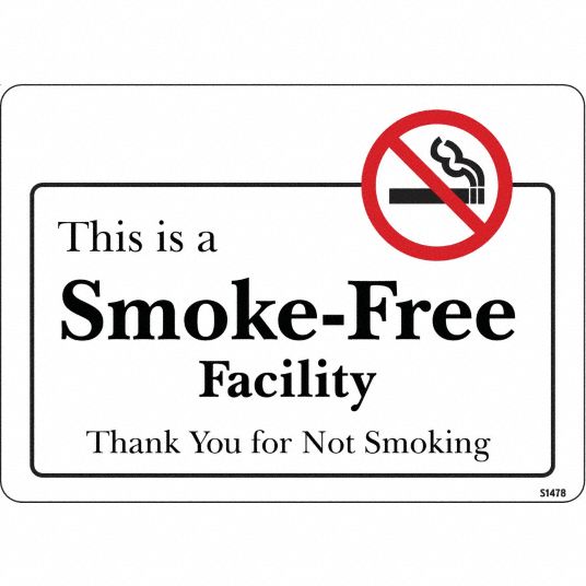 Plastic, Surface Sign Mounting, No Smoking Sign - 9WM09|S1478L5 - Grainger