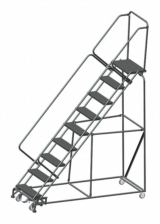 9-Step Slope Lockstep Rolling Ladder, Perforated Step Tread, 123 in ...