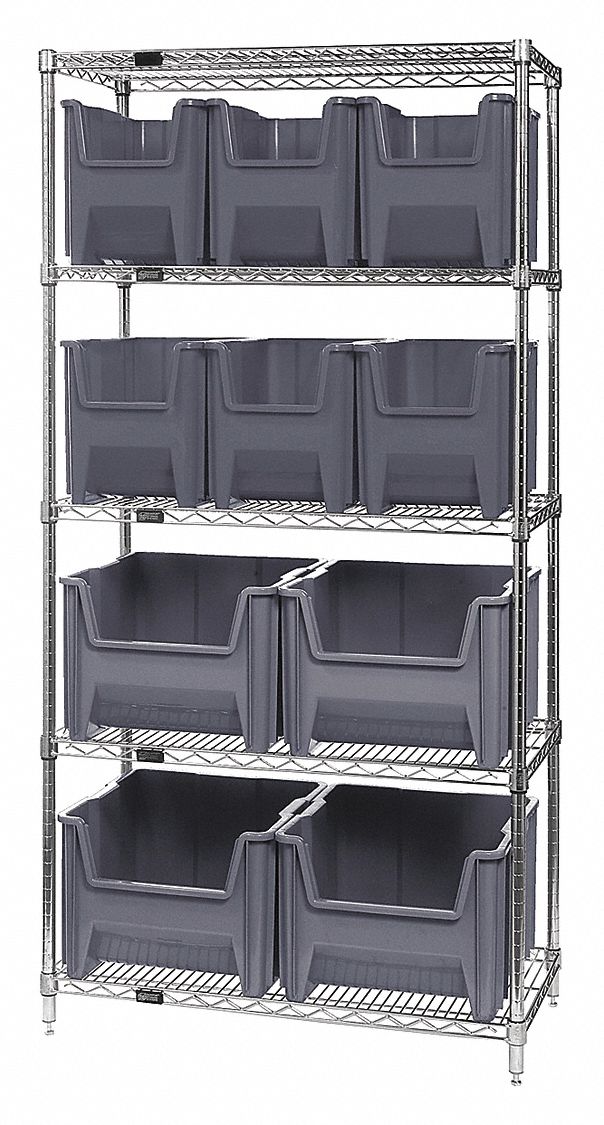 QUANTUM STORAGE SYSTEMS, 36 in x 18 in x 74 in, 1 Sided, Bin Shelving ...