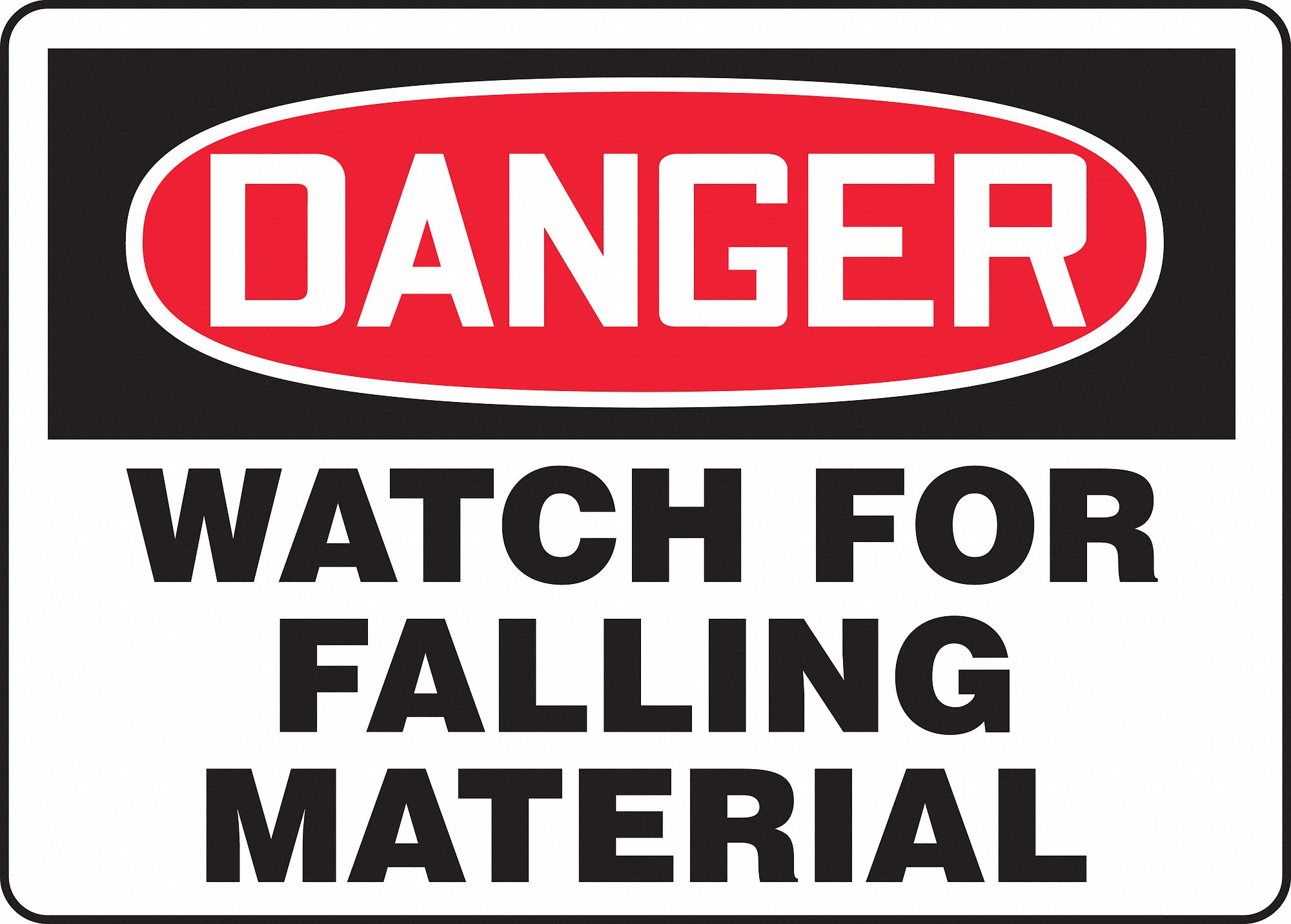 Vinyl, Danger Sign, 10" Width, 7" Height, White, Adhesive Surface ...