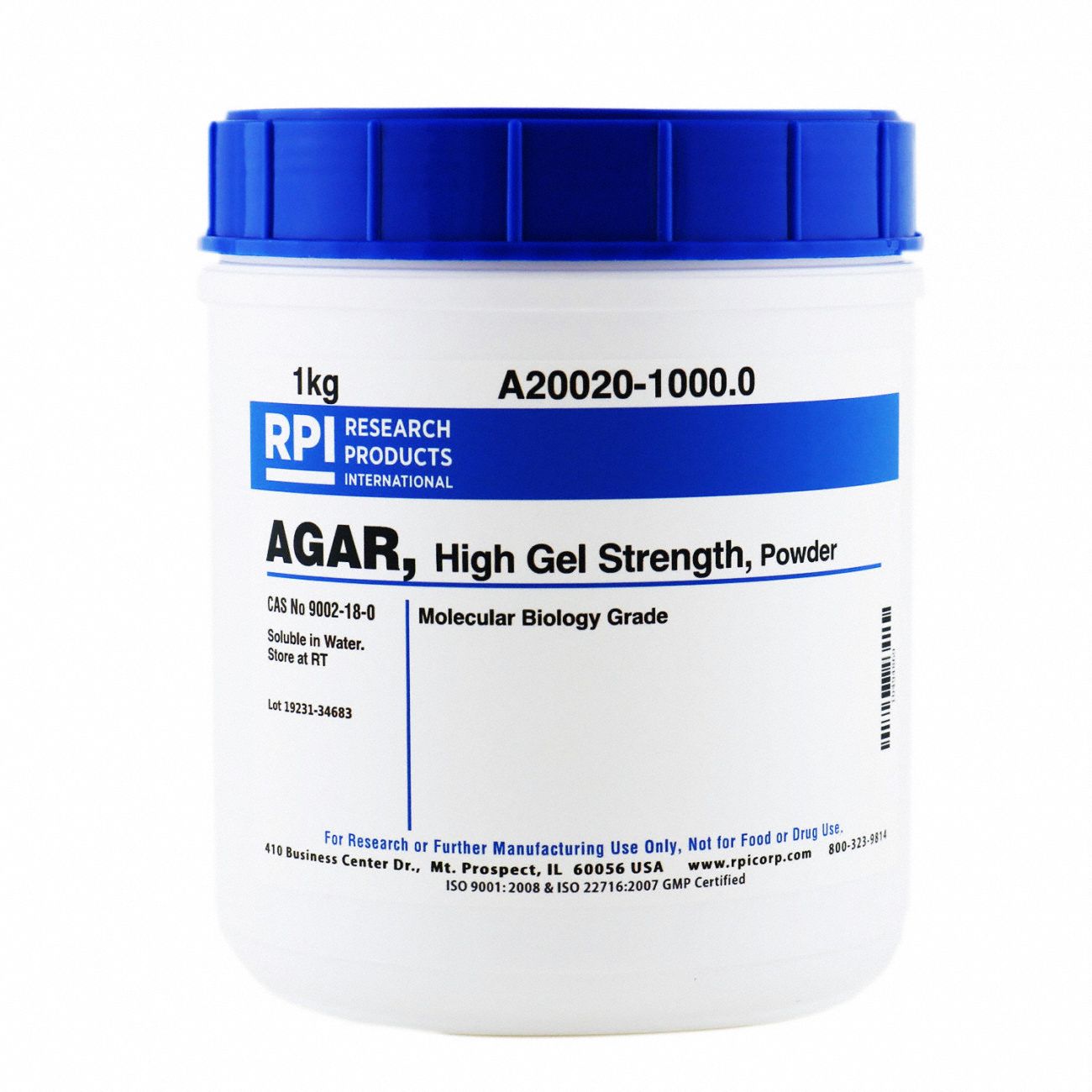 Lab, 1 kg, Agar - High Gel Strength - 31FW09|A20020-1000.0 - Grainger