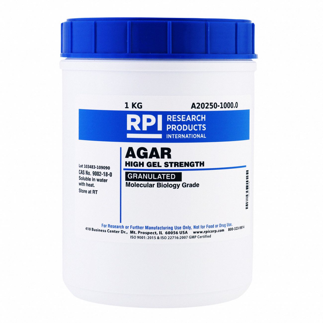 Lab, 1 kg, Agar - High Gel Strength - 30UC97|A20250-1000.0 - Grainger