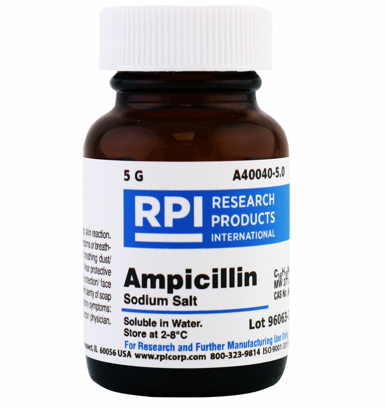 5 g, 69-52-3, Ampicillin,Sodium Salt - 30TX24|A40040-5.0 - Grainger