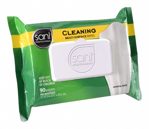 SANI PROFESSIONAL Multi Surface Cleaning Wipes: Soft Pack, 90 ct ...