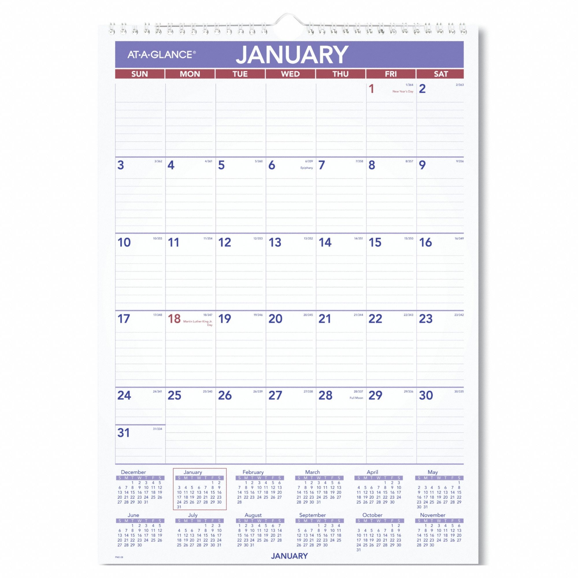 AT-A-GLANCE, 17 in Sheet Ht, 12 in Sheet Wd, Wall Calendar - 6RMP6 ...