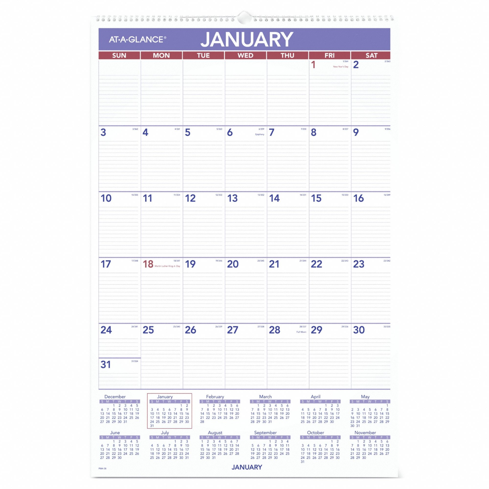 AT-A-GLANCE, 30 in Sheet Ht, 20 in Sheet Wd, Wall Calendar - 6RMR0 ...