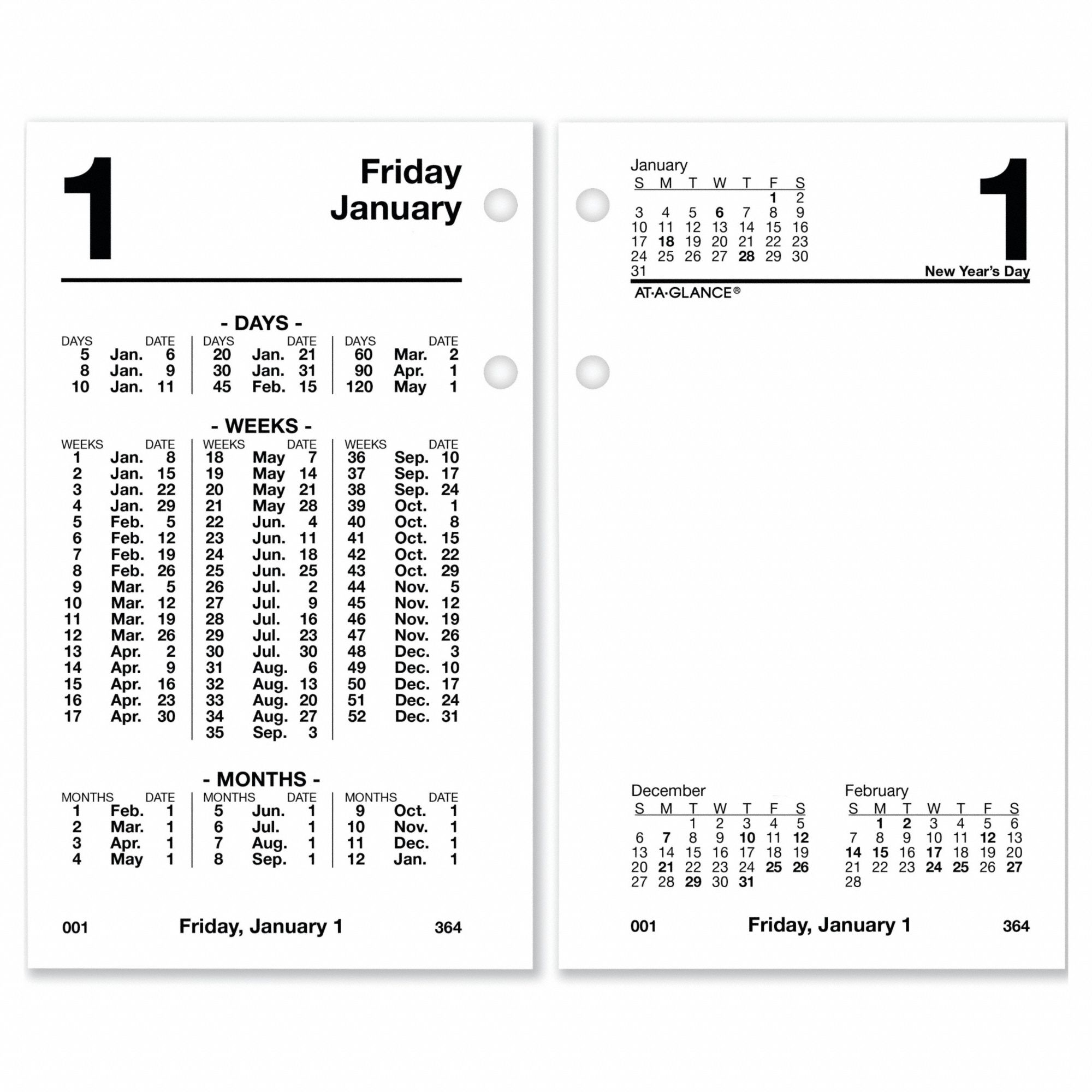 AT-A-GLANCE, 12-Month (Jan-Dec) Format, 6 in Sheet Ht, Desk Pad Refill ...