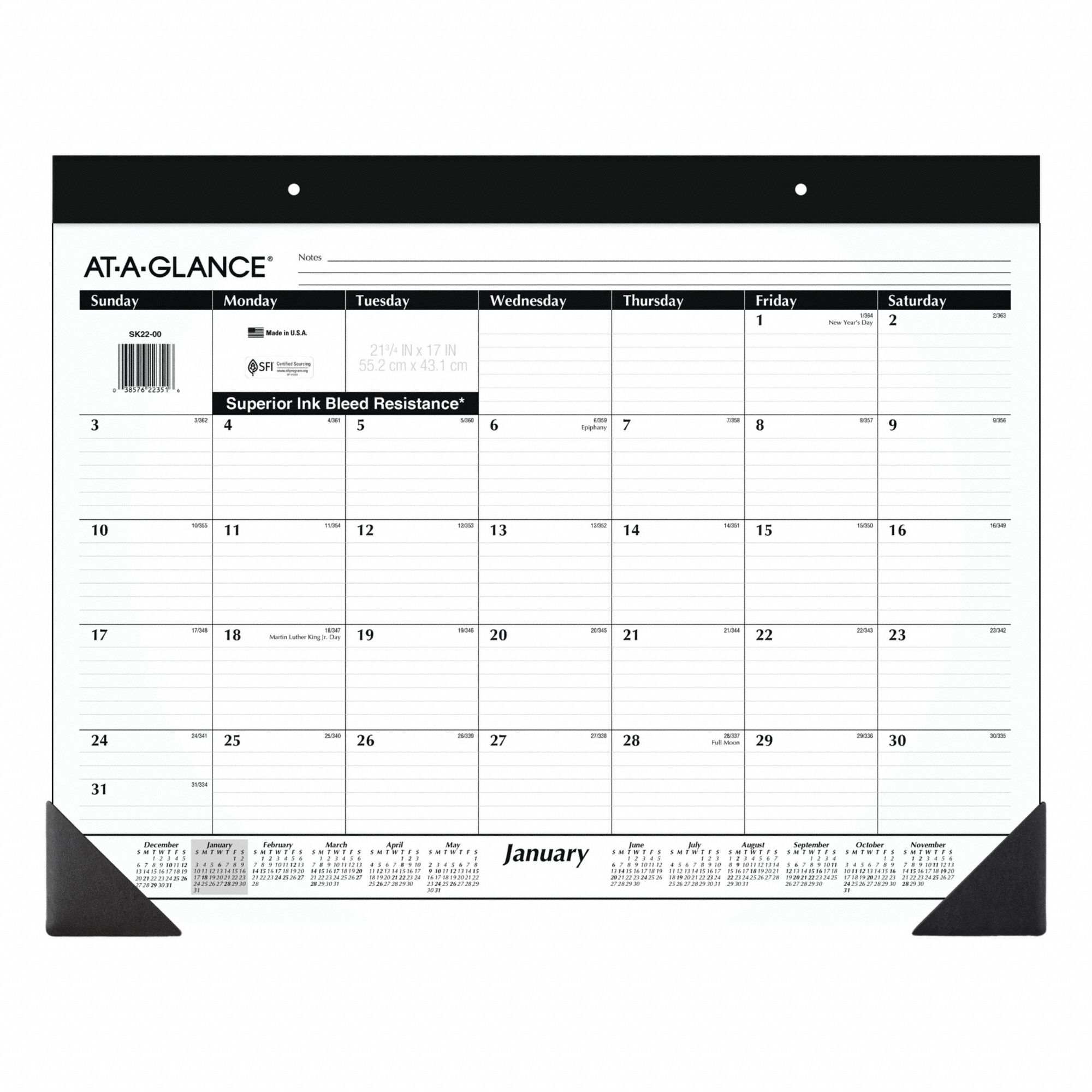 AT-A-GLANCE, 22 in Sheet Ht, 17 in Sheet Wd, Desk Pad Calendar - 35X163 ...