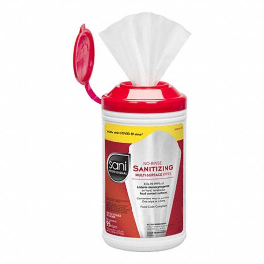 SANI PROFESSIONAL Sanitizing Wipes: Canister, 95 ct Container Size ...