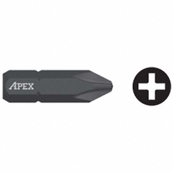 APEX INSERT BIT, IMPACT, SAE, HEX 1/4 IN, TIP PH2, STEEL/BLACK ...