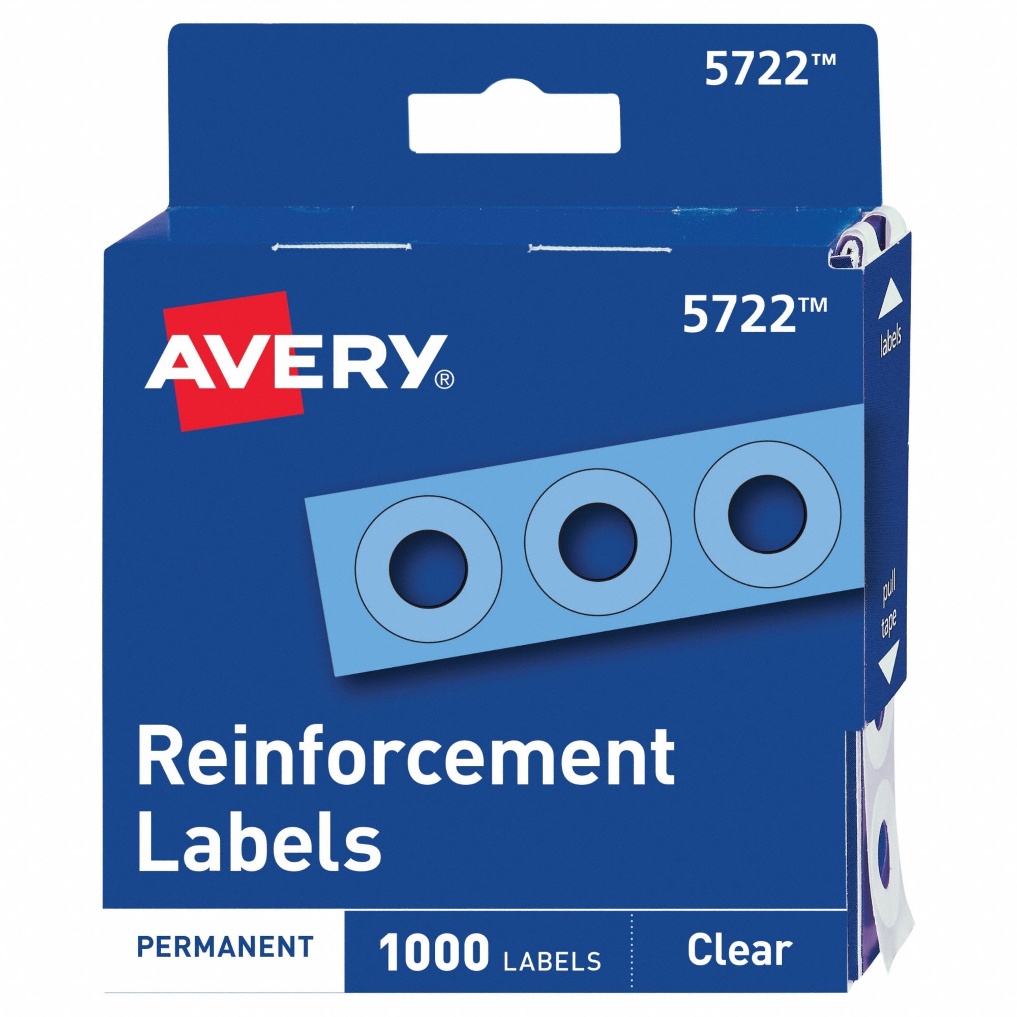 AVERY, 1/4 in Overall Wd, 1/4 in Overall Ht, Hole Reinforcement Labels ...