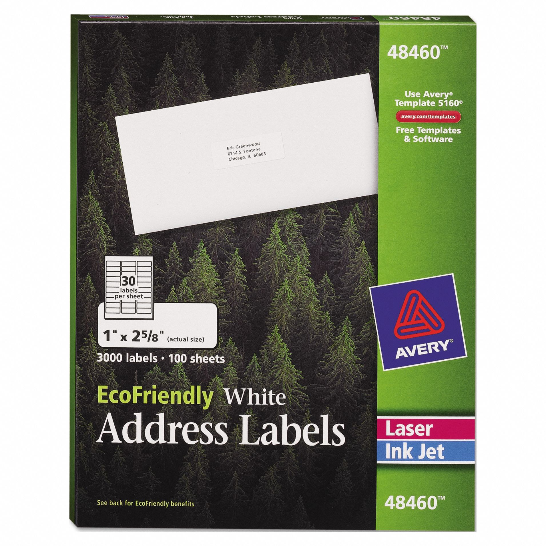 AVERY, 48460, White, Laser/Inkjet Label - 5NHK8|AVE48460 - Grainger