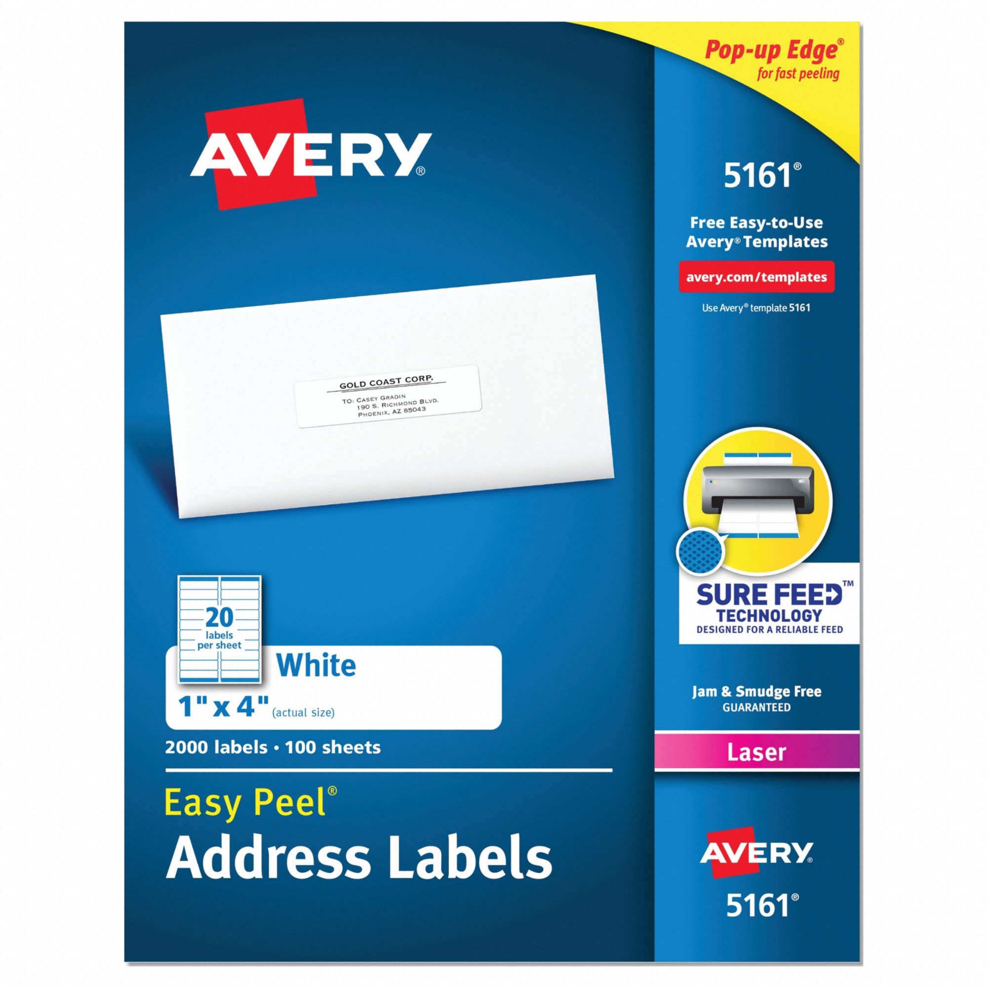 AVERY, 5161, White, Laser Label - 5NHG4|AVE5161 - Grainger